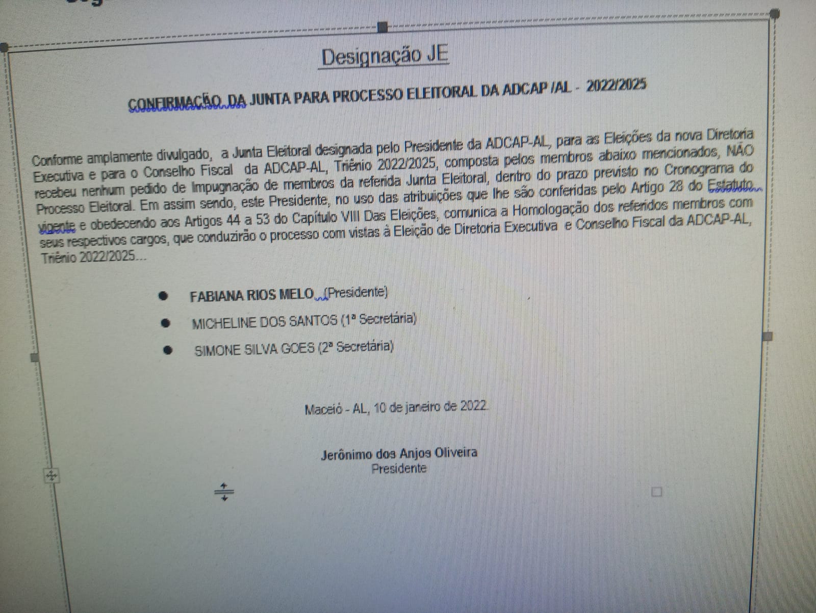 Adcap - ELEIÇÕES ADCAP REGIONAL/AL - TRIÊNIO 2022/25